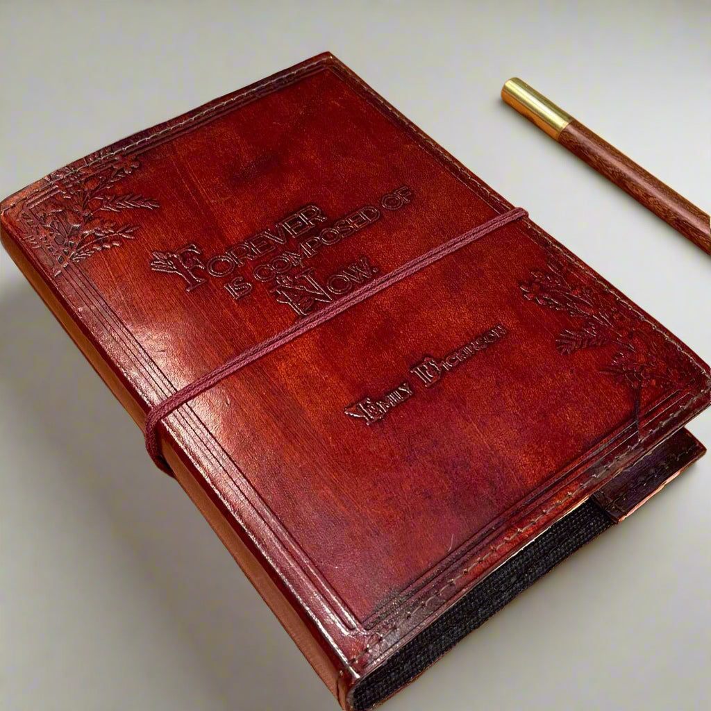 Khadi Paper Leather Refillable Journal With Stones - Solar System
