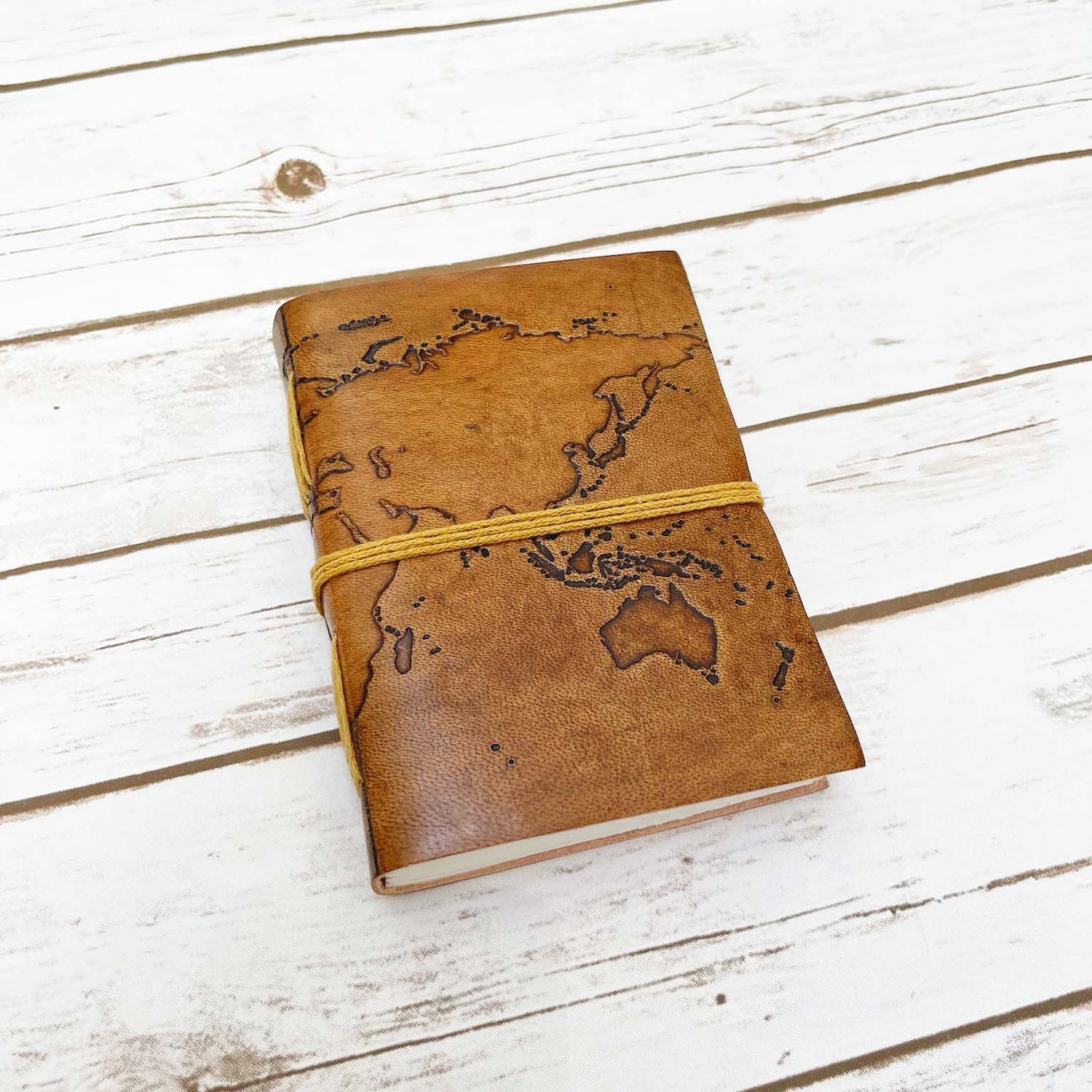World Map 7x5 Handmade Leather Journal- Handmade Leather Journal